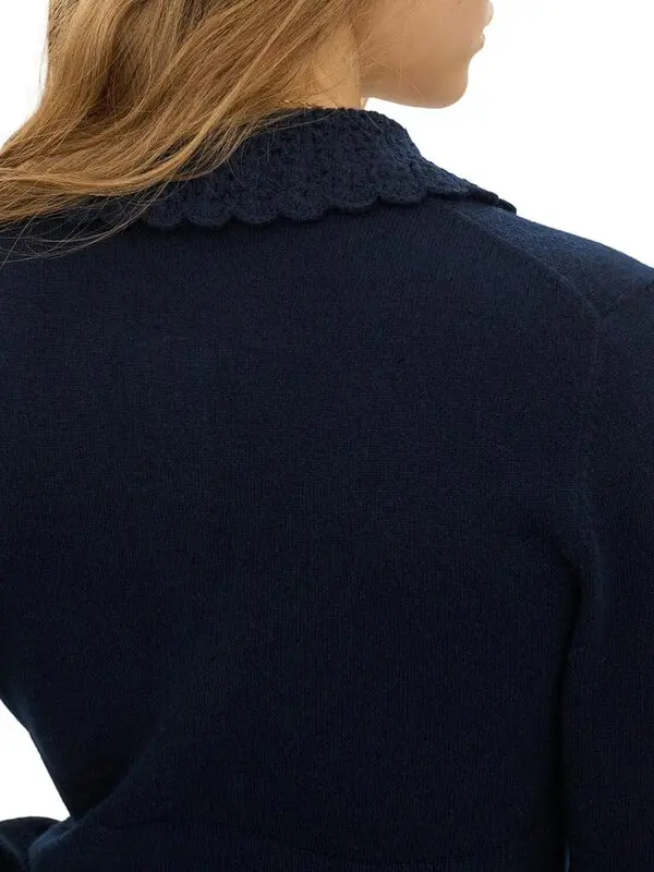 Chloé Fitted Logo Cardigan In A Wool Knit
