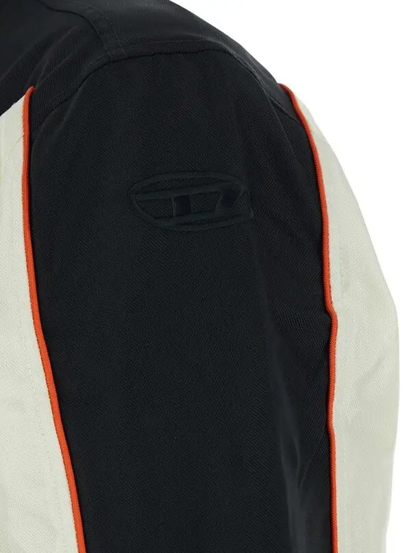 DIESEL® Black And White Jacket With Logo On The Sleeve And Bicolor Design In Tech Fabric