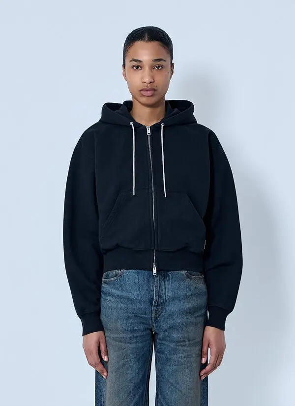 Alexander Wang Zip-front Hooded Sweatshirt - Black