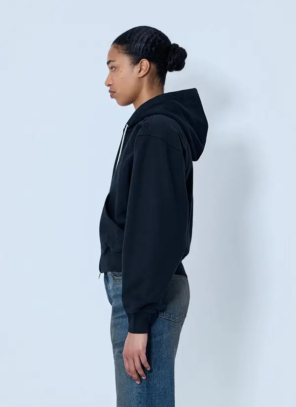 Alexander Wang Zip-front Hooded Sweatshirt - Black