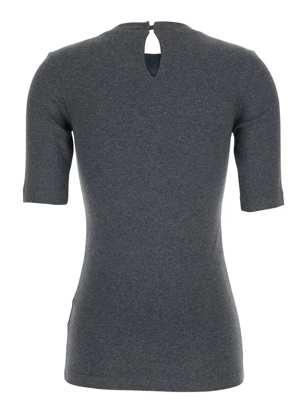 Brunello Cucinelli Cotton Ribbed Round Neck T-shirt - Gray