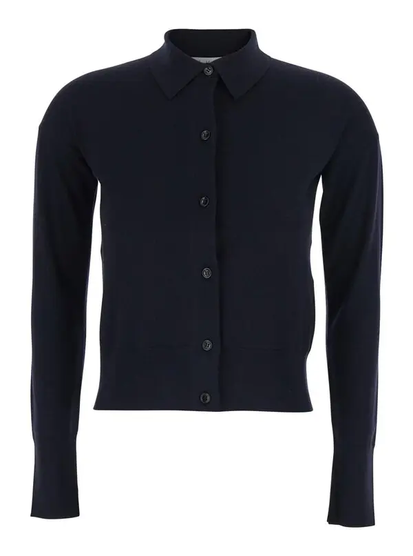 Max Mara Medeola' Blue Sweater With Polo Collar And Button Closure In Wool Blend - Multicolor