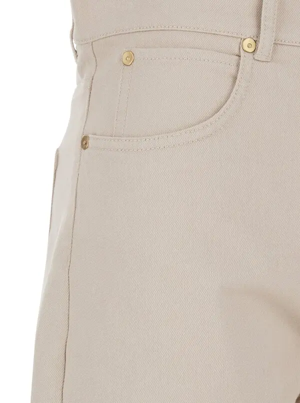 Max Mara S 'emily' Beige Jeans With Belt Loops And Button And Zip Closure On The Front In Denim For - Multicolor