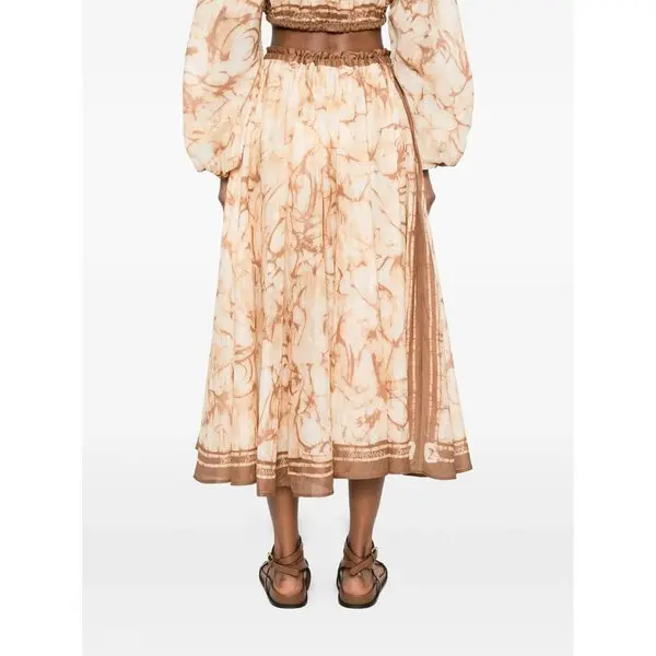 Zimmermann Tie-dye Pattern Full Skirt - Cream