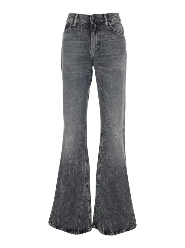 Acne Studios Gray Denim Bootcut Jeans With Logo Patch On The Back For - Multicolor