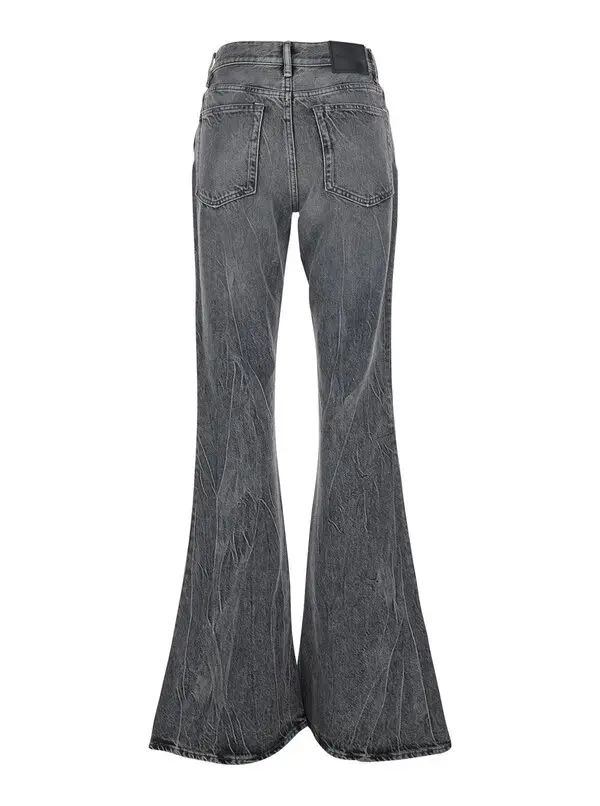 Acne Studios Gray Denim Bootcut Jeans With Logo Patch On The Back For