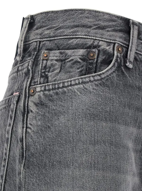 Acne Studios Gray Denim Bootcut Jeans With Logo Patch On The Back For