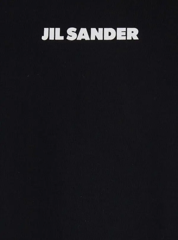 JIL SANDER Crew Neck T-shirt With Logo Lettering On The Front In Cotton For - Black