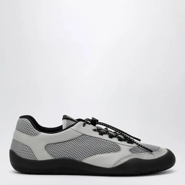 Prada Grey Speedrock Sneakers In Leather And Mesh Fabric