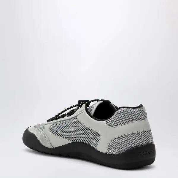 Prada Grey Speedrock Sneakers In Leather And Mesh Fabric