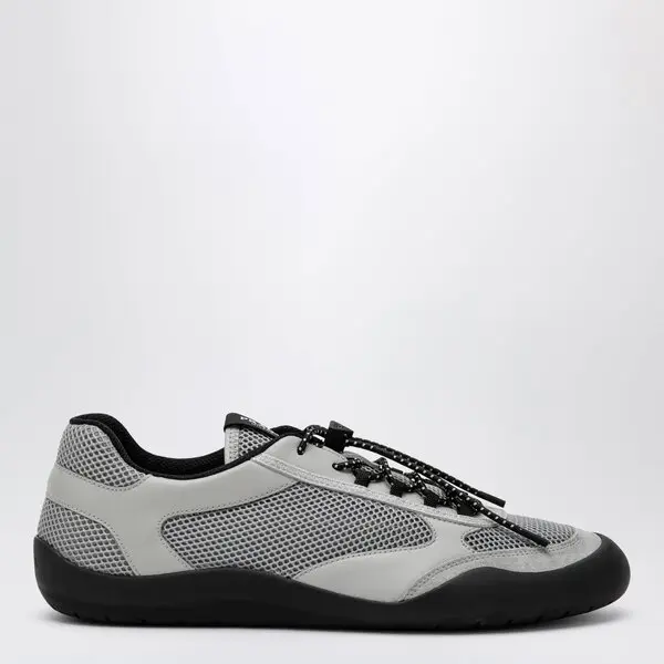 Prada Grey Speedrock Sneakers In Leather And Mesh Fabric - Gray