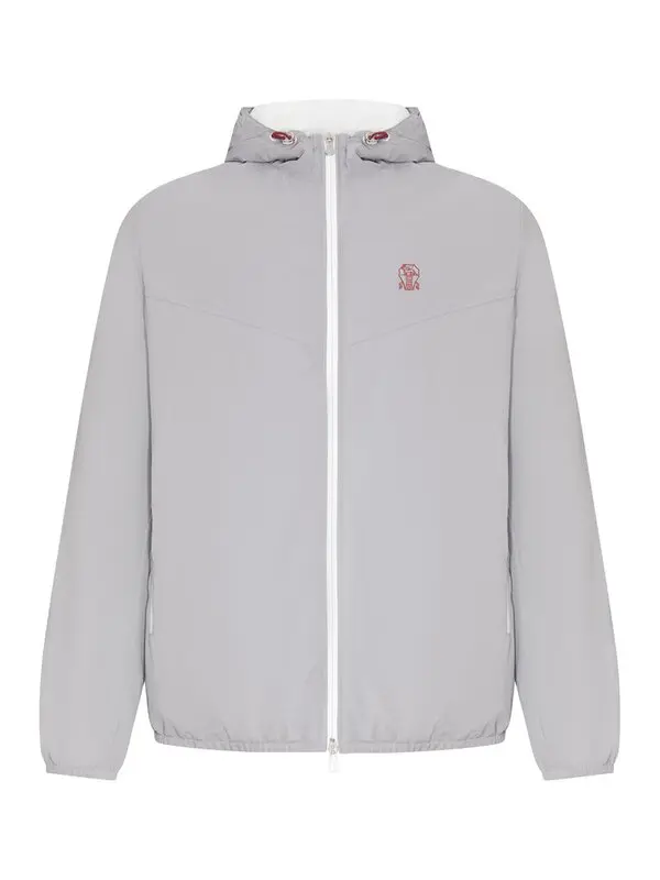 Brunello Cucinelli Technical Fabric Jacket With Hood - Gray