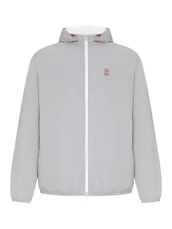 Brunello Cucinelli Technical Fabric Jacket With Hood - Gray