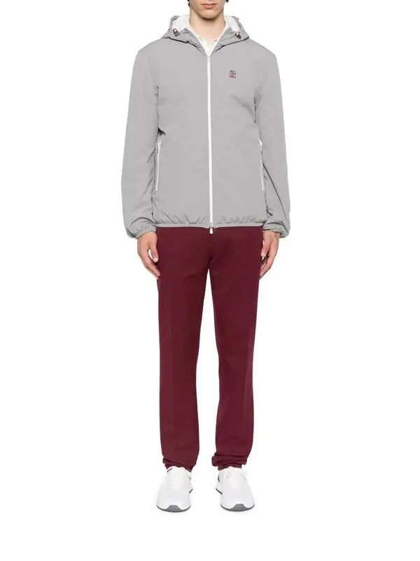Brunello Cucinelli Technical Fabric Jacket With Hood - Gray