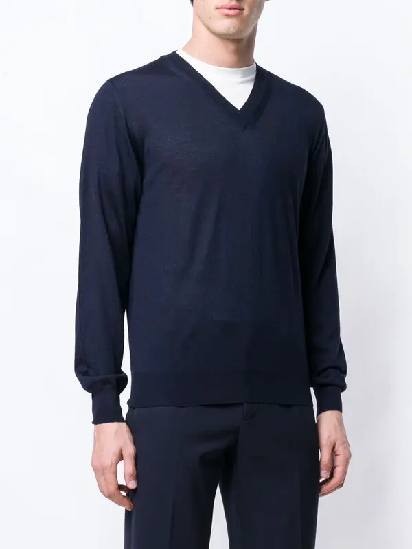 Brioni Wool Cashmere And Silk V-necked Sweater