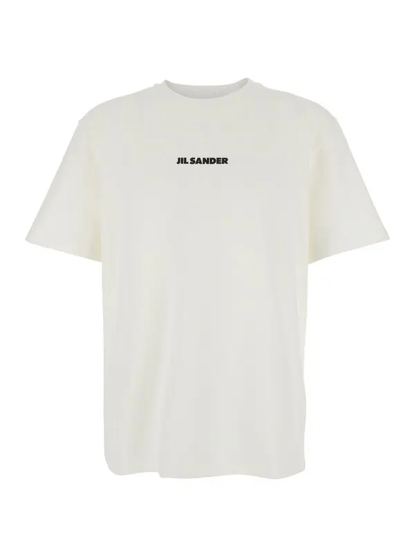 JIL SANDER Crew Neck T-shirt With Logo Lettering On The Front In Cotton For - White