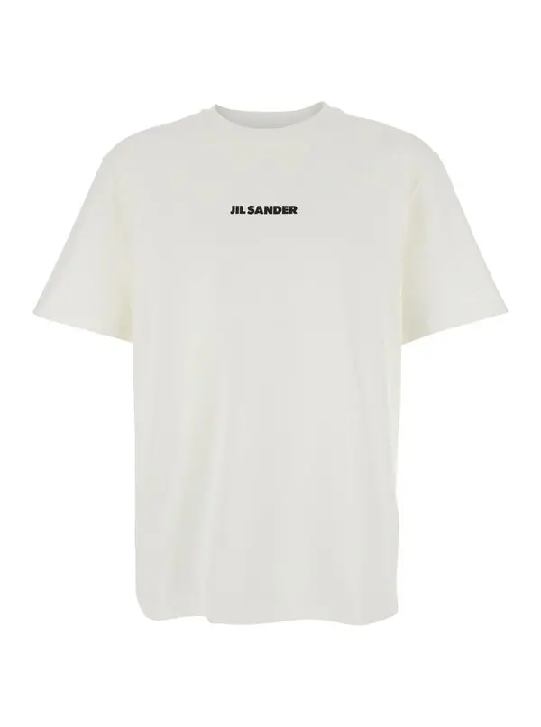 JIL SANDER Crew Neck T-shirt With Logo Lettering On The Front In Cotton For - White