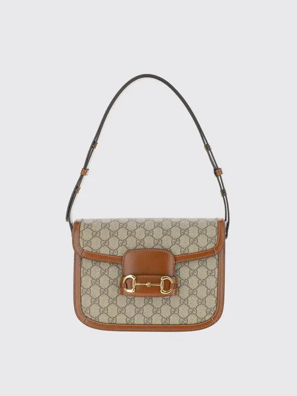 Gucci Horsebit 1955 Gg Supreme Canvas And Leather Bag - Cream