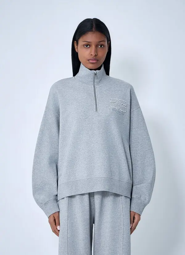 GANNI Half-zip Sweatshirt - Grey