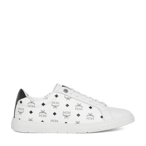 Mcm Printed Canvas Terrain Sneakers - White