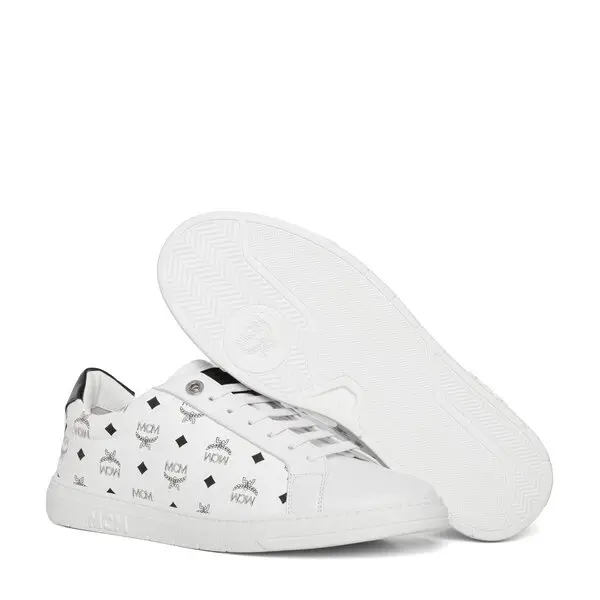 Mcm Printed Canvas Terrain Sneakers - White