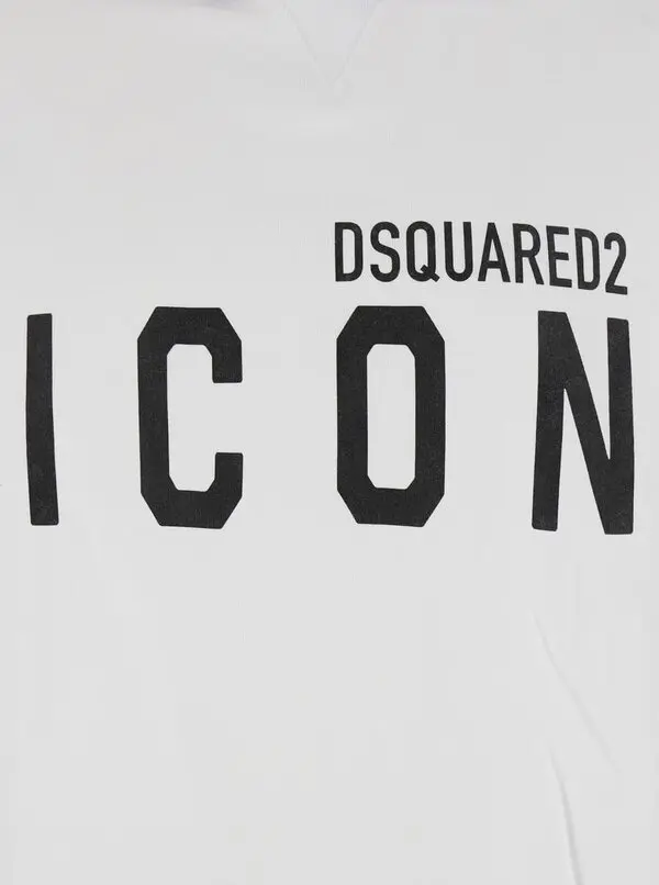 Dsquared2 White Hoodie With Front Logo Print In Cotton For