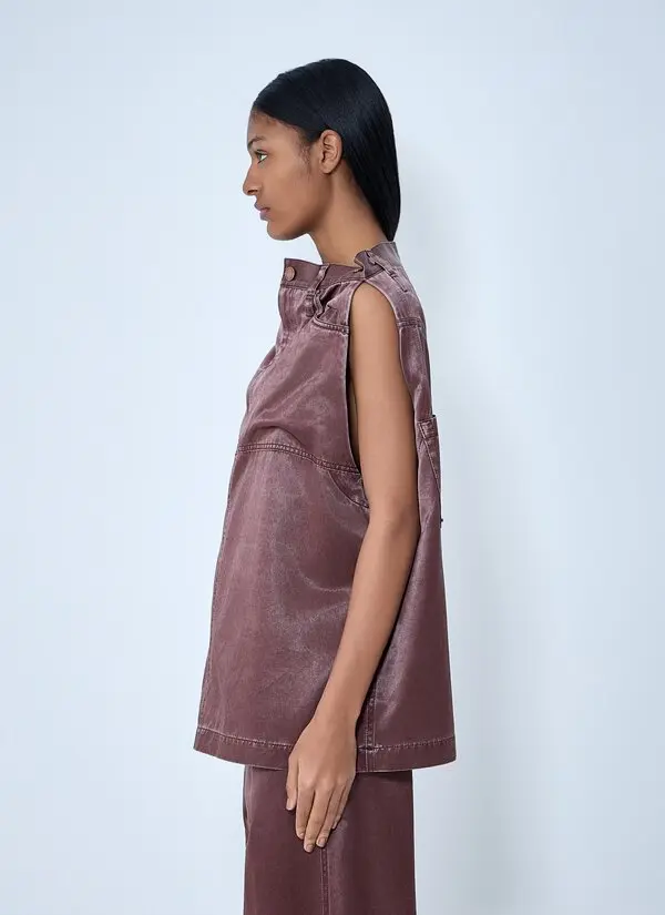 Issey Miyake Satin Denim Sleeveless Top