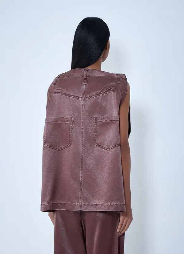 Issey Miyake Satin Denim Sleeveless Top