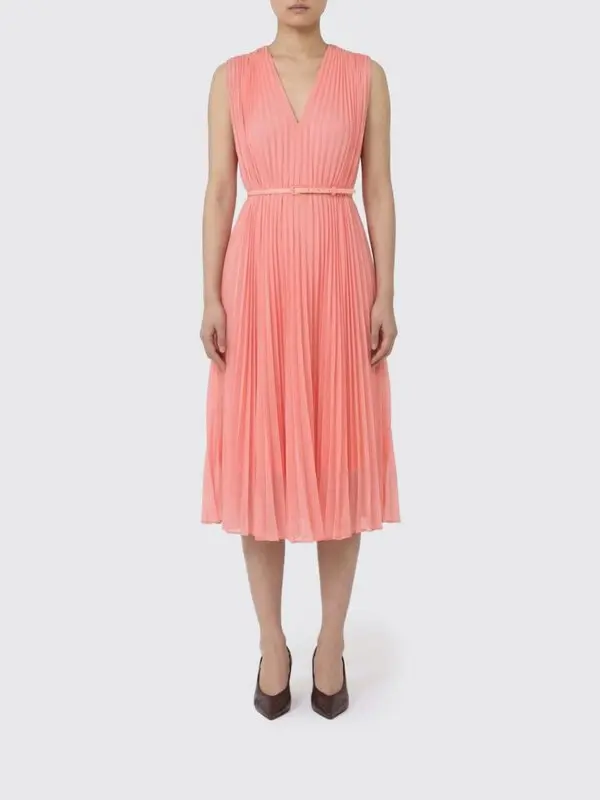 Max Mara Pleated Dress With Belt - Pink