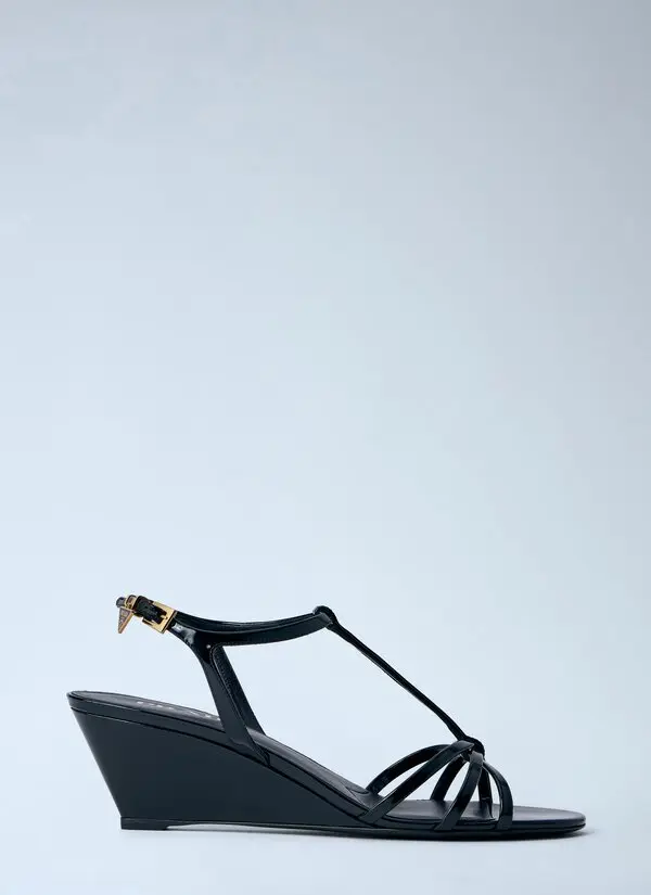 Prada Strappy Wedge Sandals - Black
