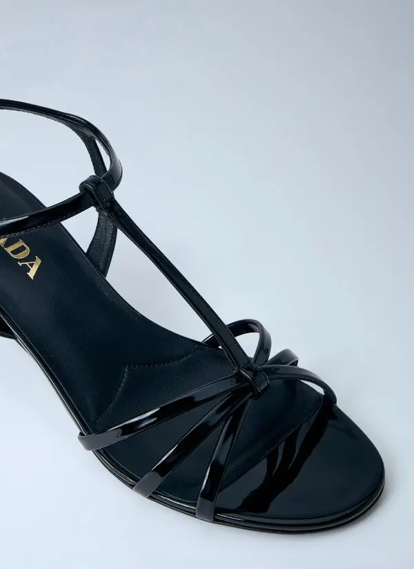 Prada Strappy Wedge Sandals - Black