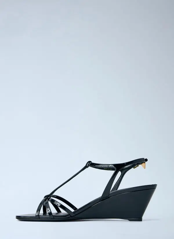 Prada Strappy Wedge Sandals - Black