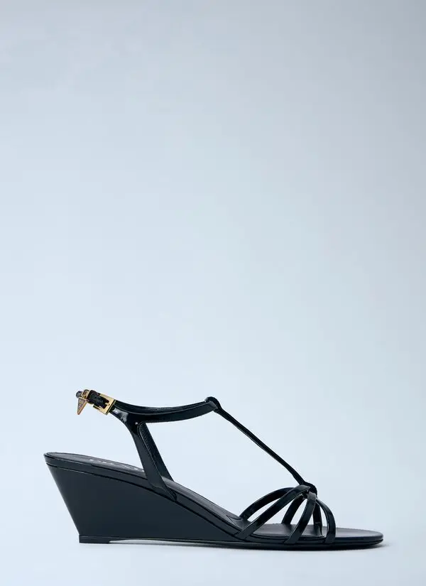 Prada Strappy Wedge Sandals - Black