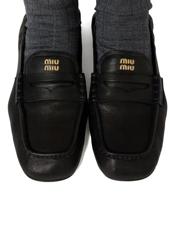 Miu Miu Ruches Leather Loafers - Multicolor