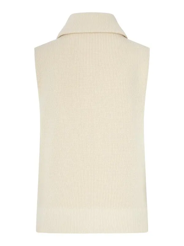 MAISON MARGIELA Ribbed Knit Zip-up Vest - Cream