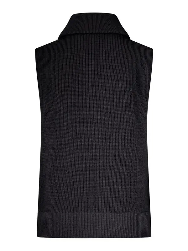 MAISON MARGIELA Ribbed Knit Zip-up Vest - Black