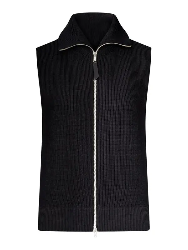 MAISON MARGIELA Ribbed Knit Zip-up Vest - Midnight