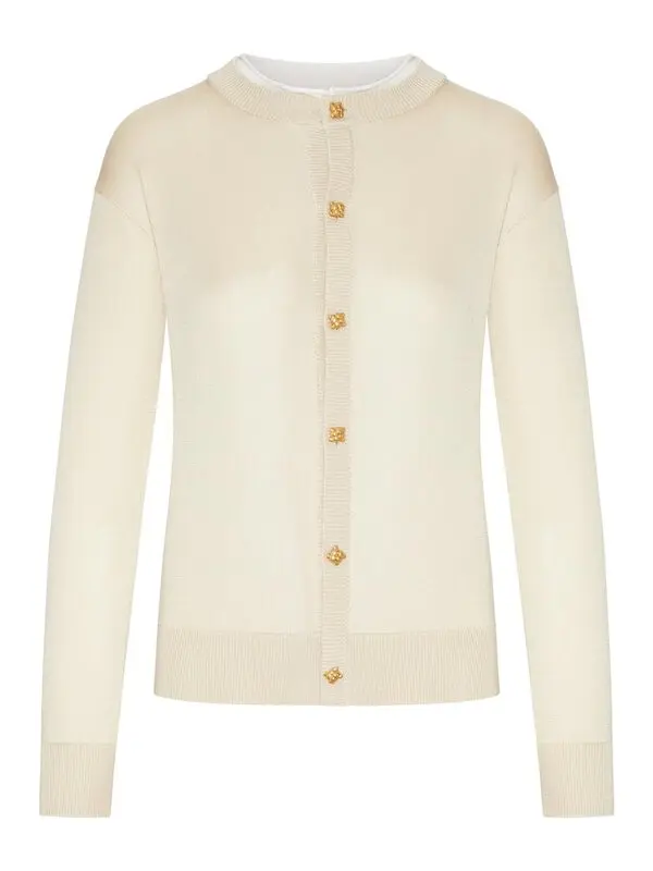 Bottega Veneta Double Silk Knit Cardigan - Cream