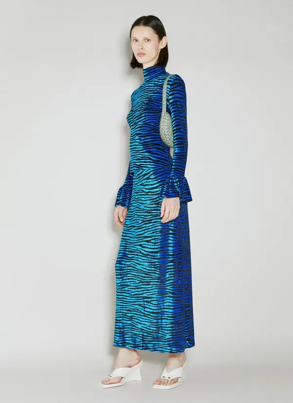Rabanne Velvet Zebra Print Skirt - Blue