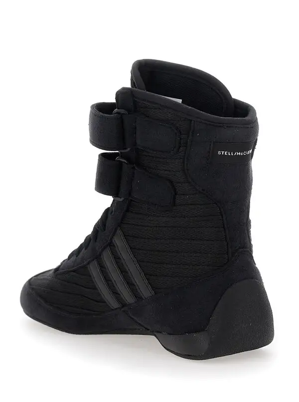 Stella McCartney Rasant' Black Sneakers With Strap Closure And Logo Detail On The Side In Tech Fabric - Multicolor