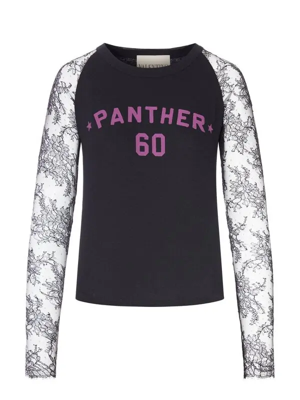 Valentino Garavani T-shirt With Lace Sleeves - Black