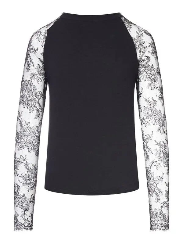 Valentino Garavani T-shirt With Lace Sleeves - Black