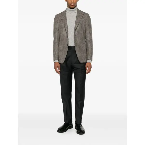 Tagliatore Houndstooth Virgin Wool Blazer - Cream