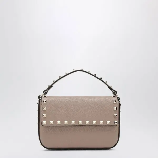 Valentino Garavani Rockstud Pouch In Grained Calf Leather, Powder - Pink