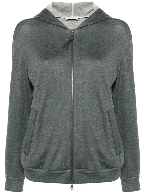 Brunello Cucinelli Cotton And Silk Hooded Cardigan - Multicolor