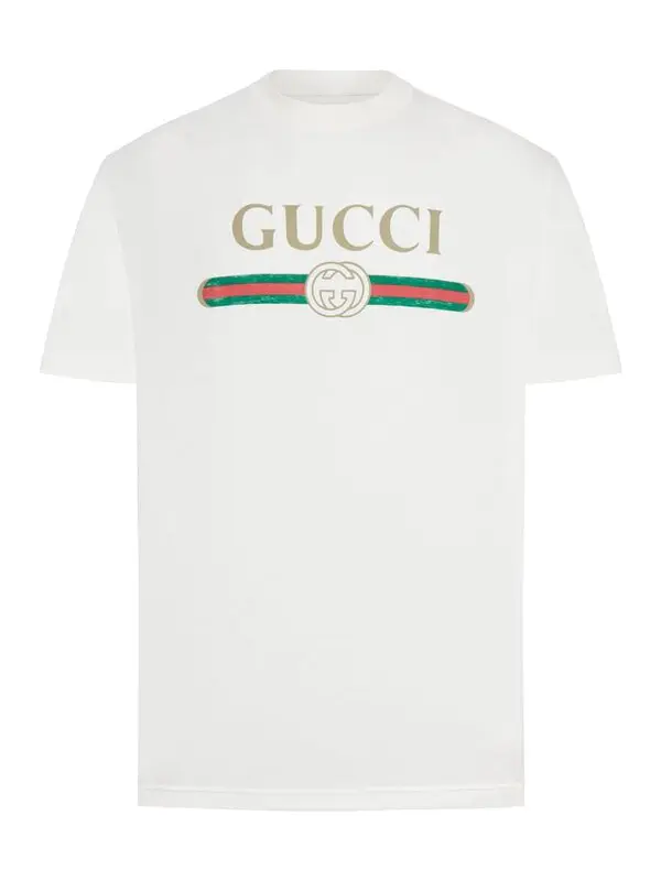 Gucci Cotton And Silk Jersey T-shirt With Print - White
