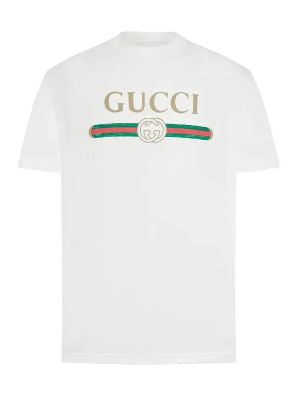 Gucci Cotton And Silk T-shirt With Print - White
