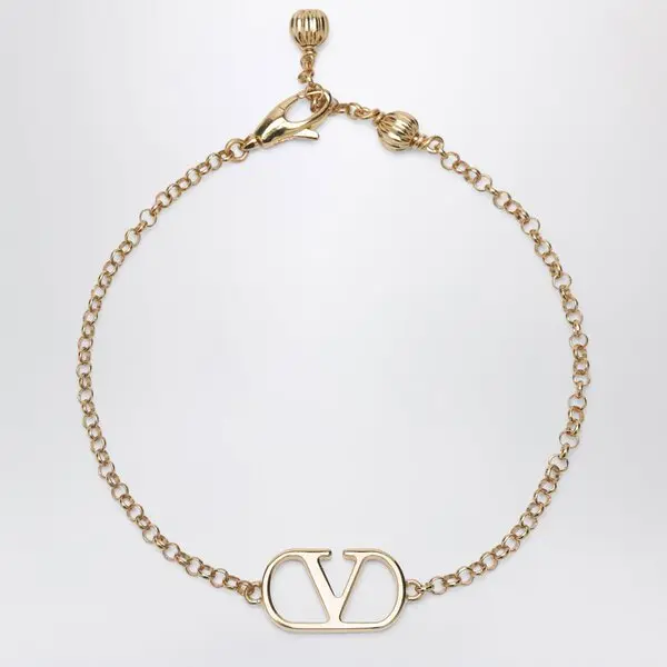 Valentino Garavani Vlogo Signature Bracelet In Gold-tone Brass - Silver