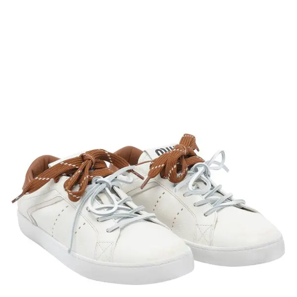 Miu Miu Logo Deco Leather Sneakers
