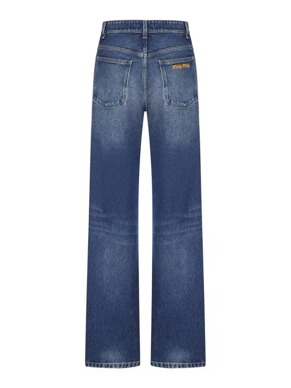 Miu Miu Wide-leg Jeans In Délavé-effect Denim - Blue